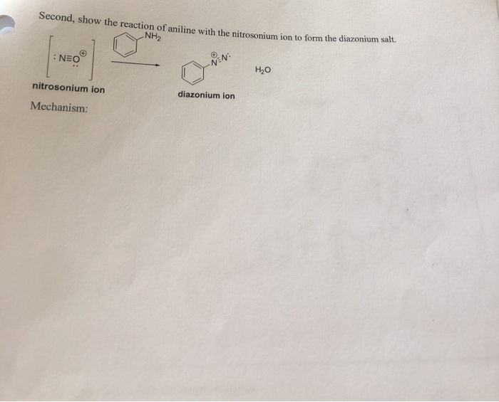 Solved Second, show the reaction of aniline with the | Chegg.com