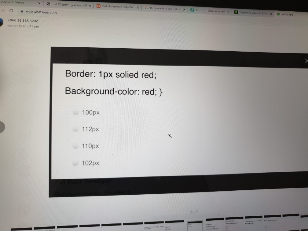 Solved WhatsApp Question Assuming this is the only css on | Chegg.com