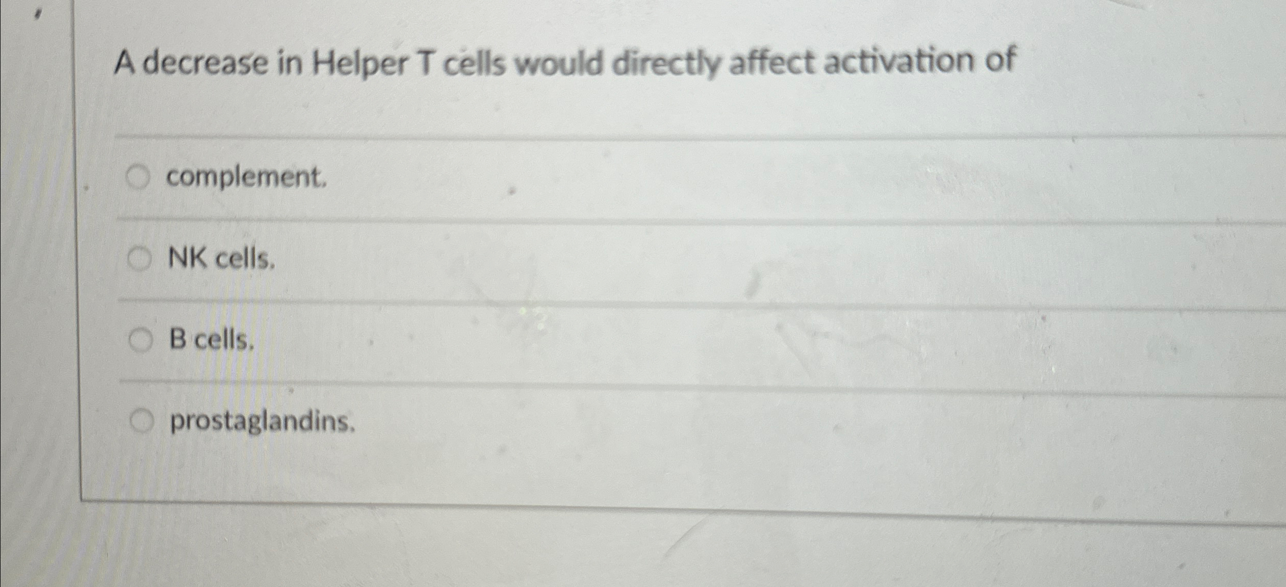 Solved A Decrease In Helper T Cells Would Directly Affect Chegg