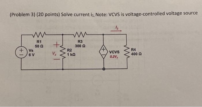 Solved (Problem 3) (20 points) Solve current is, Note: VCVS | Chegg.com