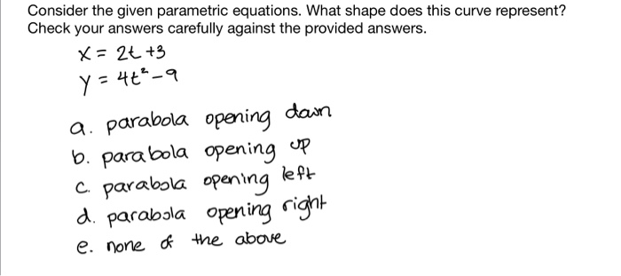 Solved Consider the given parametric equations. What shape | Chegg.com