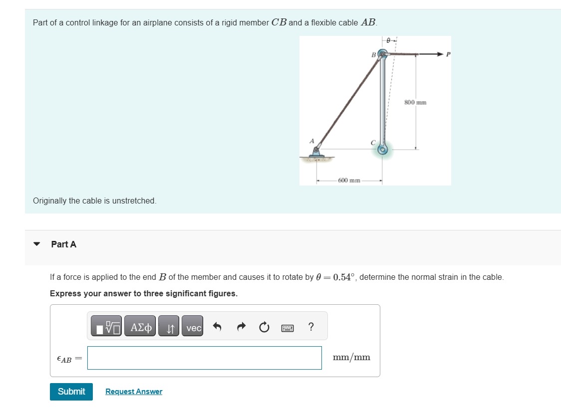 Solved Part of a control linkage for an airplane consists of | Chegg.com