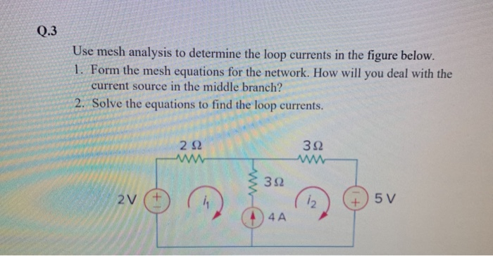 Solved Q.3 Use mesh analysis to determine the loop currents | Chegg.com