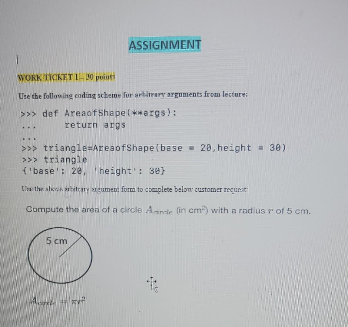 Solved WORK TICKET 1−30 points Use the following coding | Chegg.com