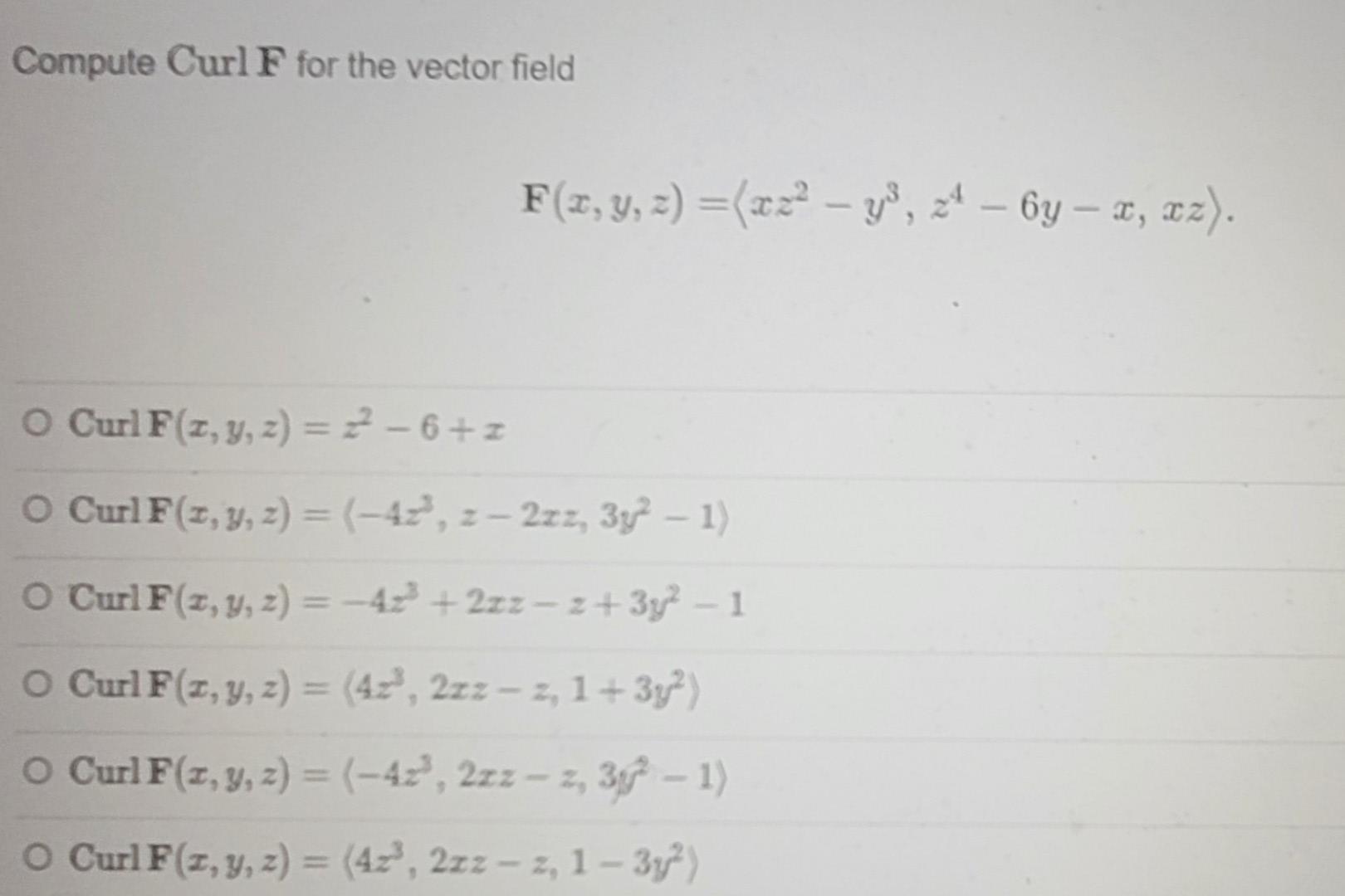 Solved Compute Curl \\( \\mathbf{F} \\) for the vector field | Chegg.com
