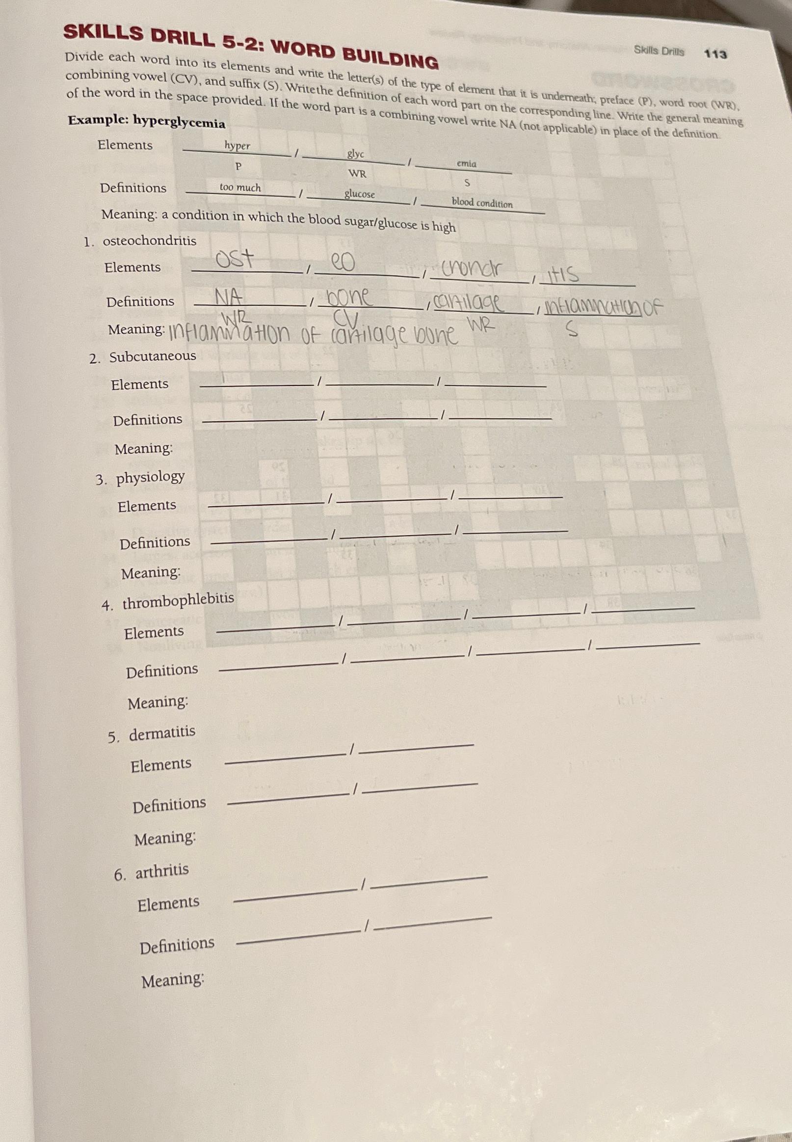 Solved SKILLS DRILL 5-2: WORD BUILDINGSkills Drills113Divide | Chegg.com