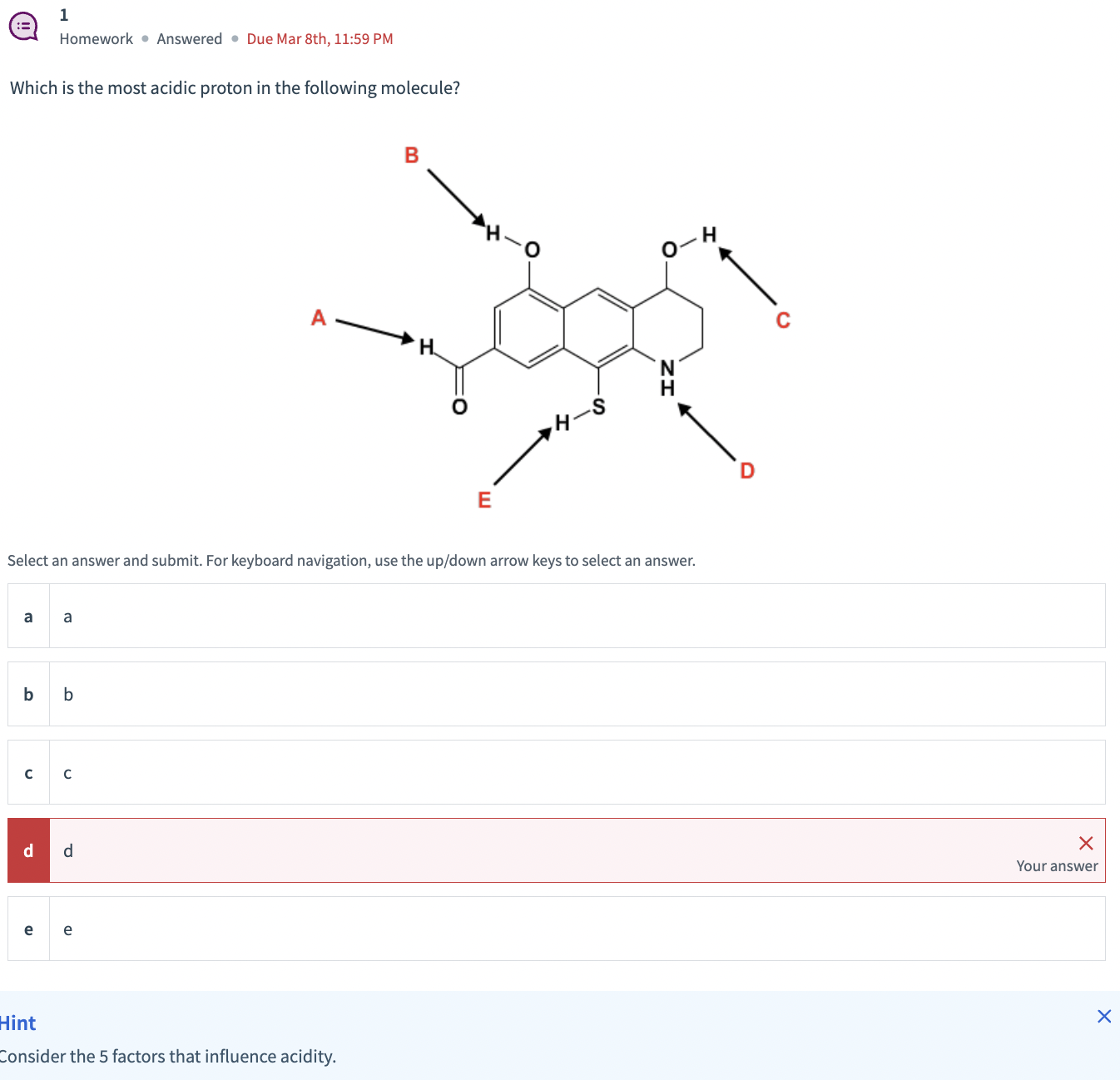 Solved Which is the most acidic proton in the following | Chegg.com