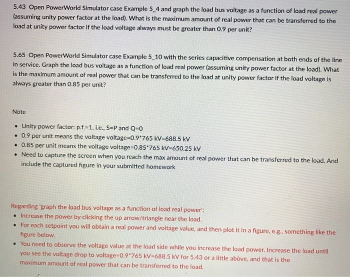 5.43 Open PowerWorld Simulator case Example 5_4 and | Chegg.com