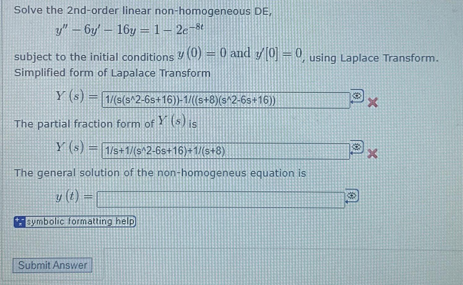 Solved Solve The 2nd Order Linear Non Homogeneous
