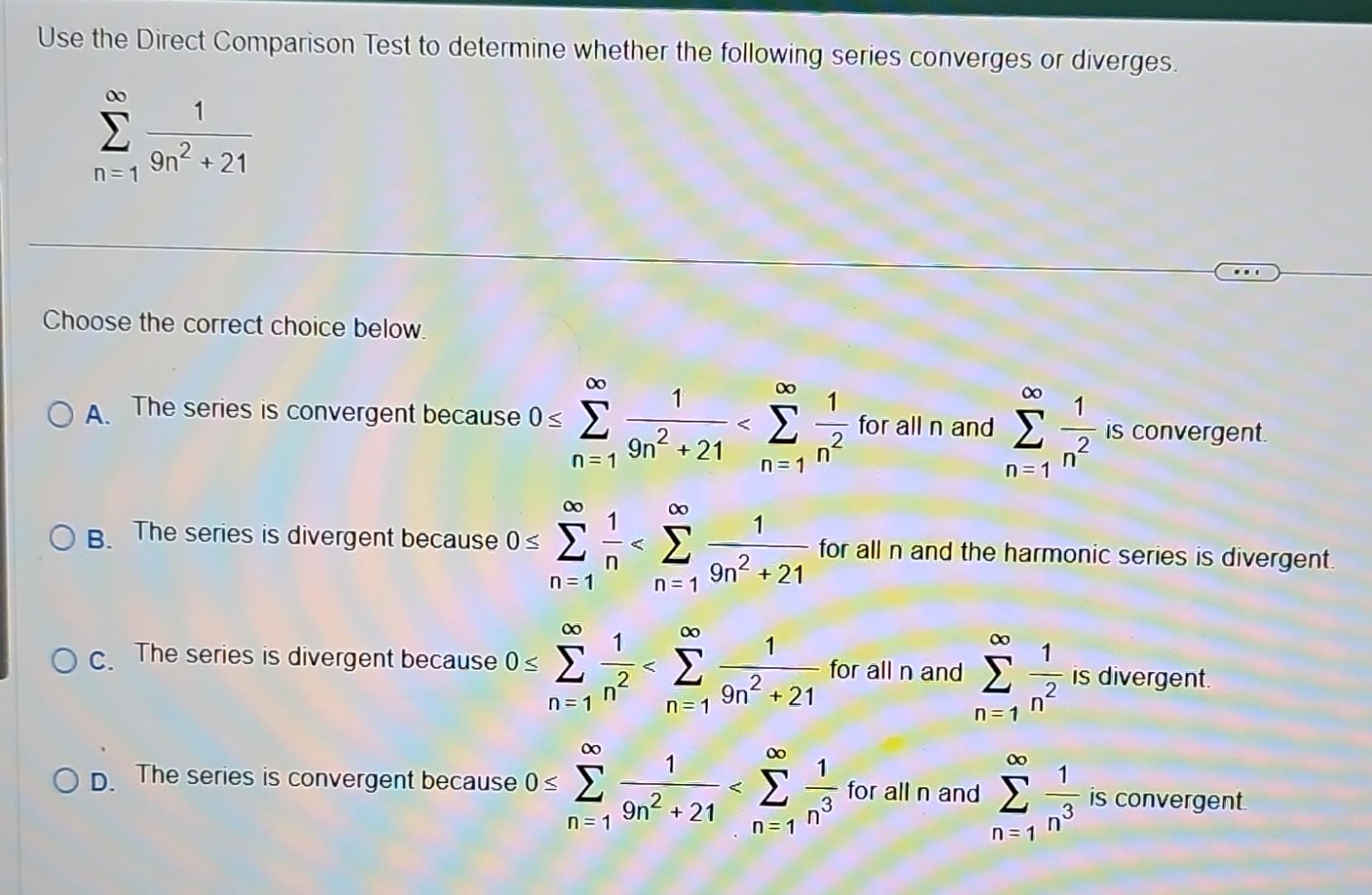 Solved Use the Direct Comparison Test to determine whether | Chegg.com