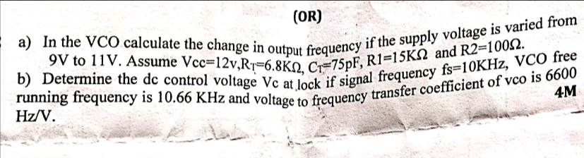 Solved (OR)a) ﻿In the VCO calculate the change in output | Chegg.com