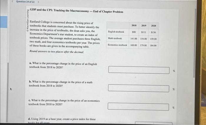 Solved GDP and the CPI: Tracking the Macroeconomy - End of | Chegg.com