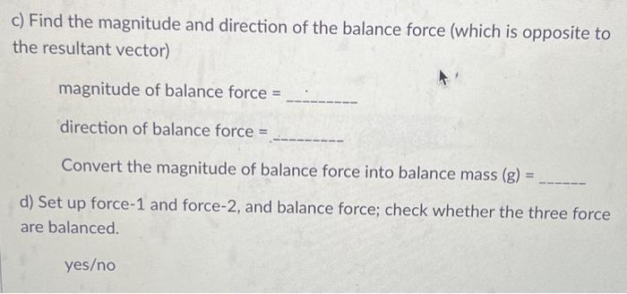 Solved In the Force table experiment, given two force as | Chegg.com