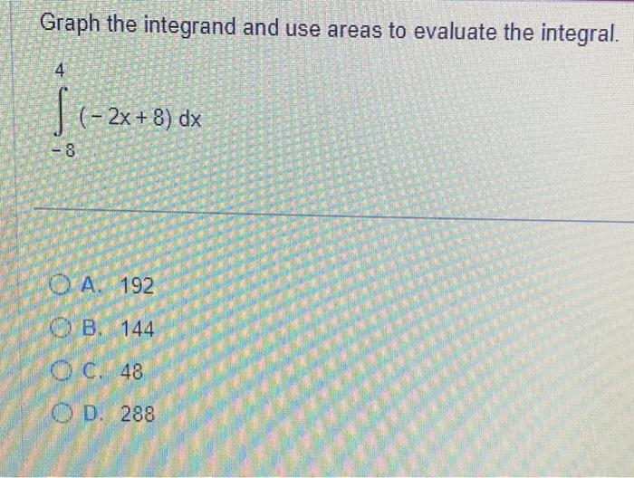 Solved Graph the integrand and use areas to evaluate the | Chegg.com