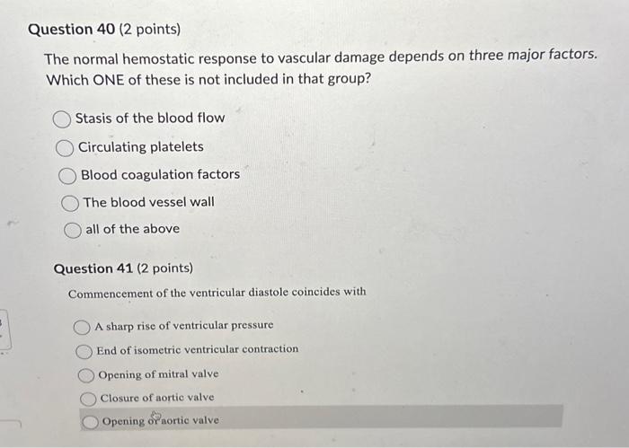 Solved The normal hemostatic response to vascular damage | Chegg.com