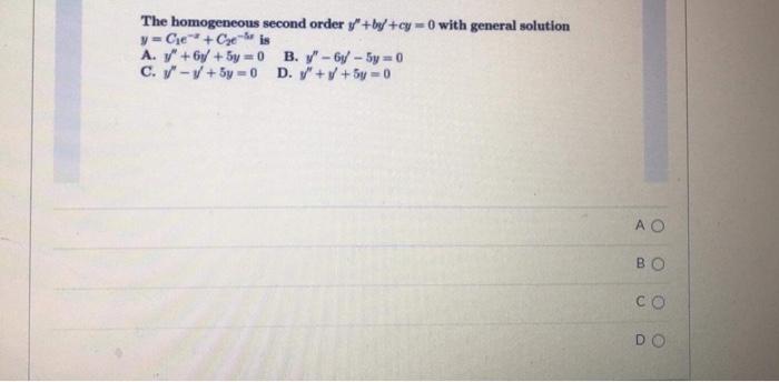Solved Consider the second order linear equation with | Chegg.com