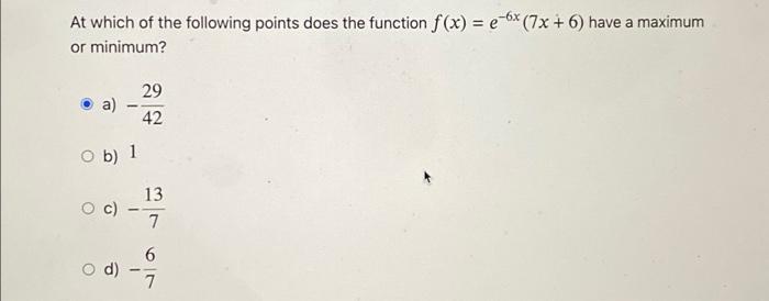 Solved At which of the following points does the function | Chegg.com