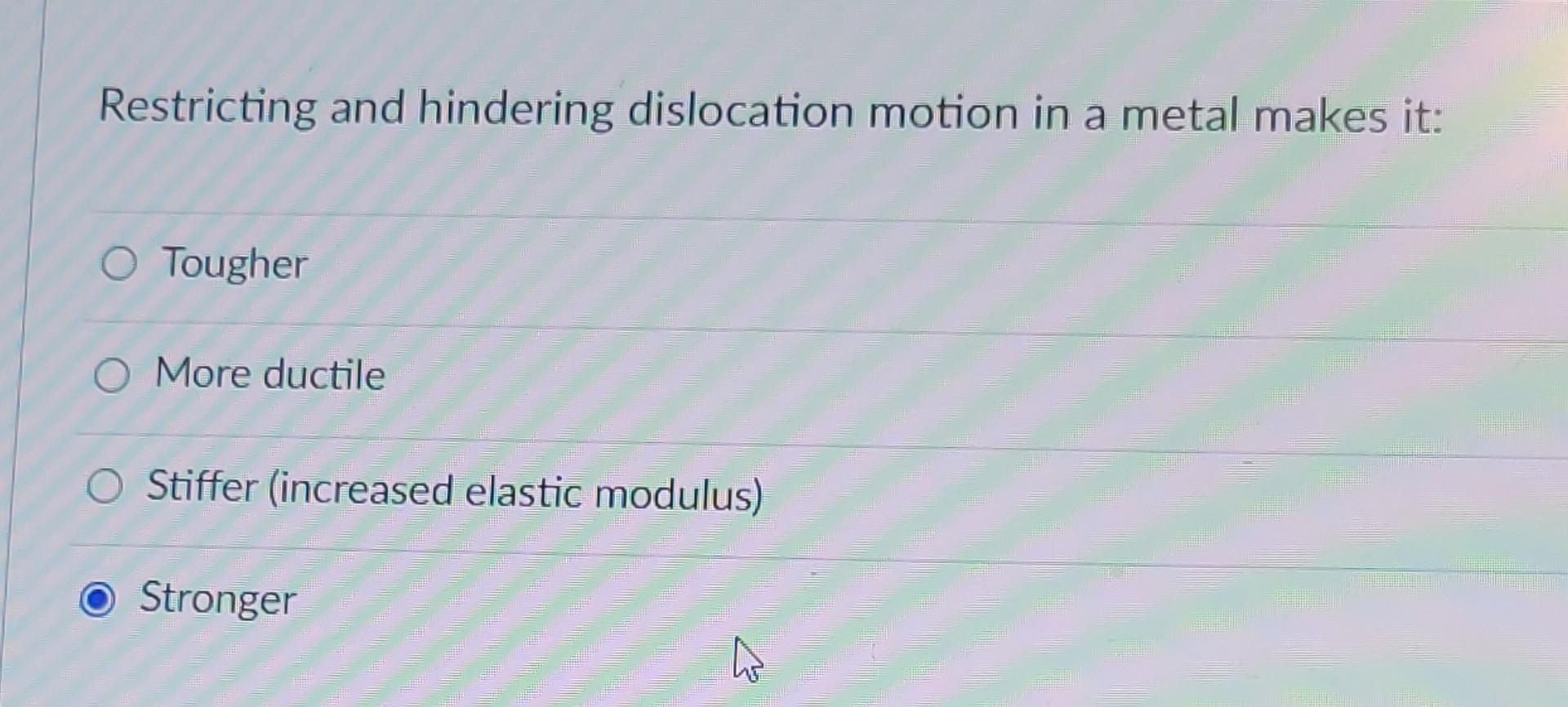 Solved Restricting and hindering dislocation motion in a | Chegg.com