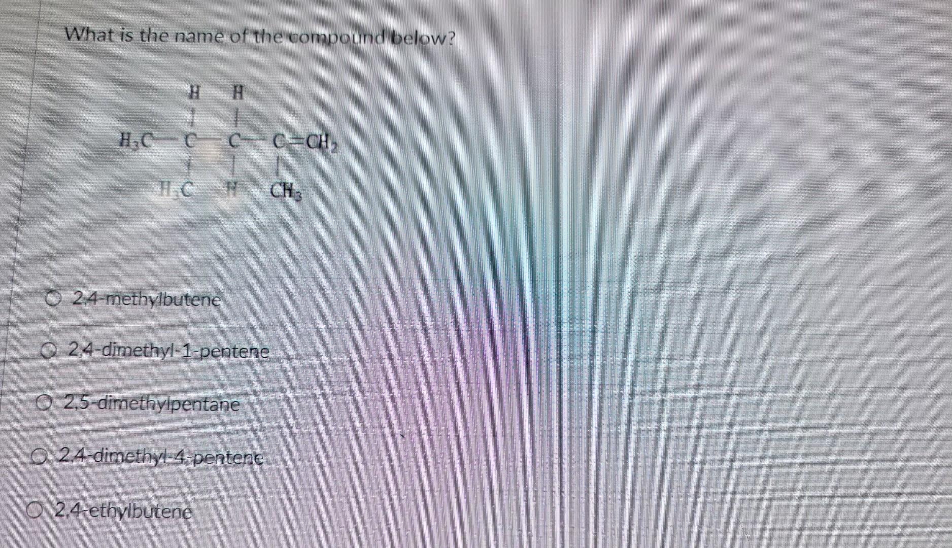 Solved What is the name of the compound below? | Chegg.com