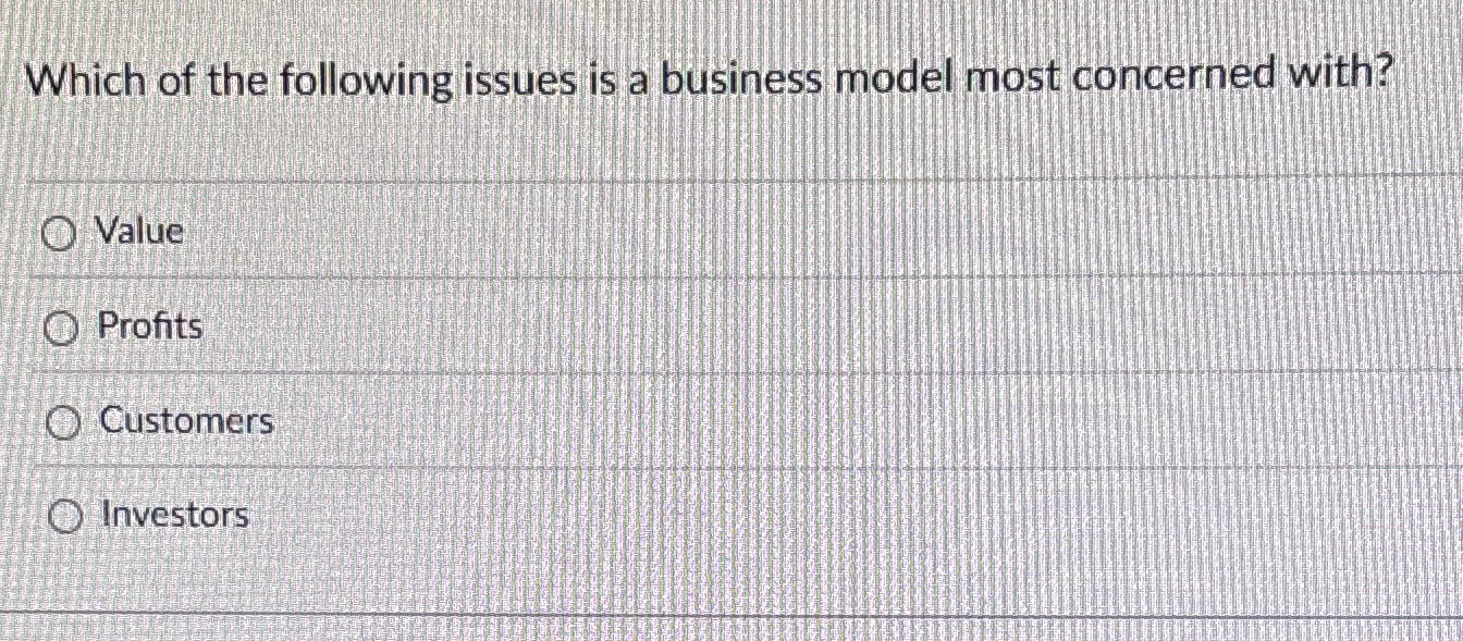 Solved Which of the following issues is a business model | Chegg.com