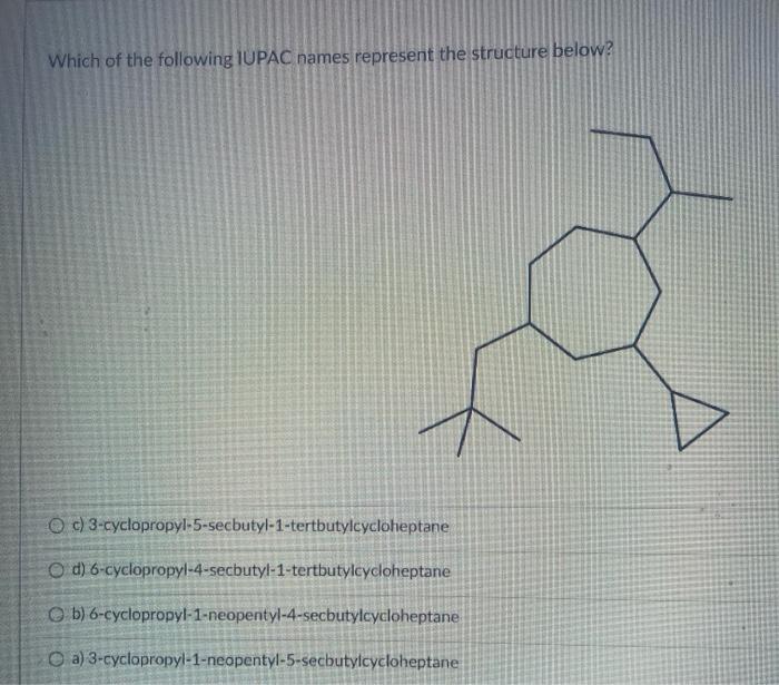Solved Which of the following IUPAC names represent the | Chegg.com