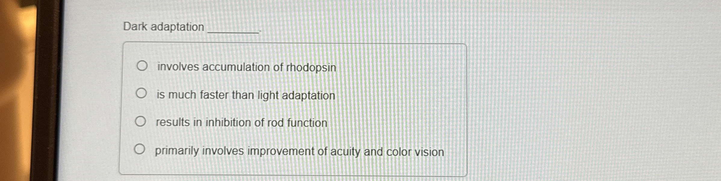 Solved Dark adaptation q,involves accumulation of | Chegg.com