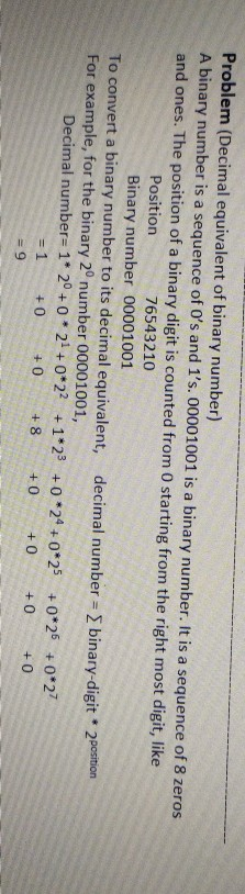 Solved Problem (Decimal equivalent of binary number) A | Chegg.com