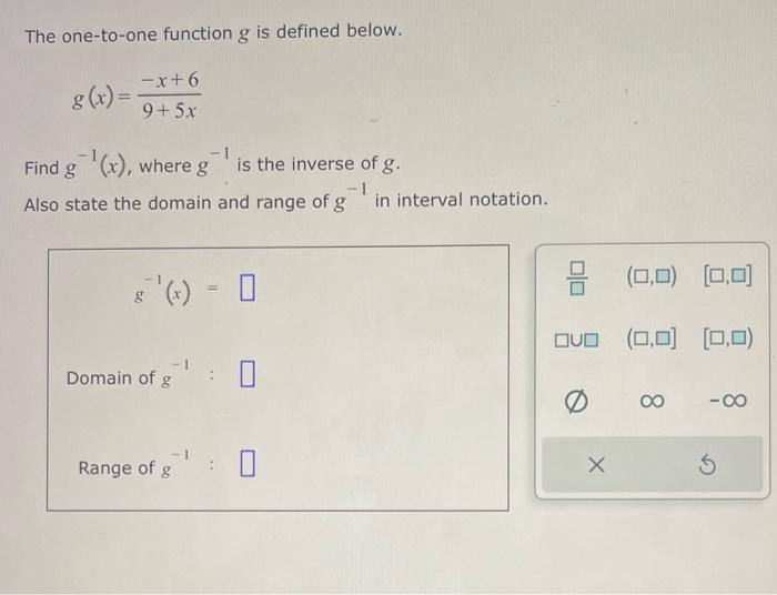 Solved The one-to-one function g is defined below. | Chegg.com