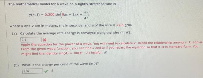 Solved The mathematical model for a wave on a tightly | Chegg.com