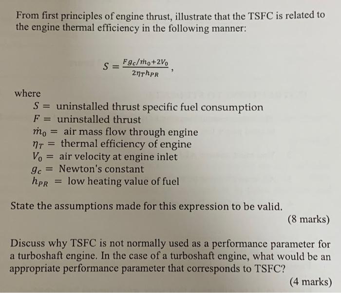 Solved From first principles of engine thrust, illustrate | Chegg.com