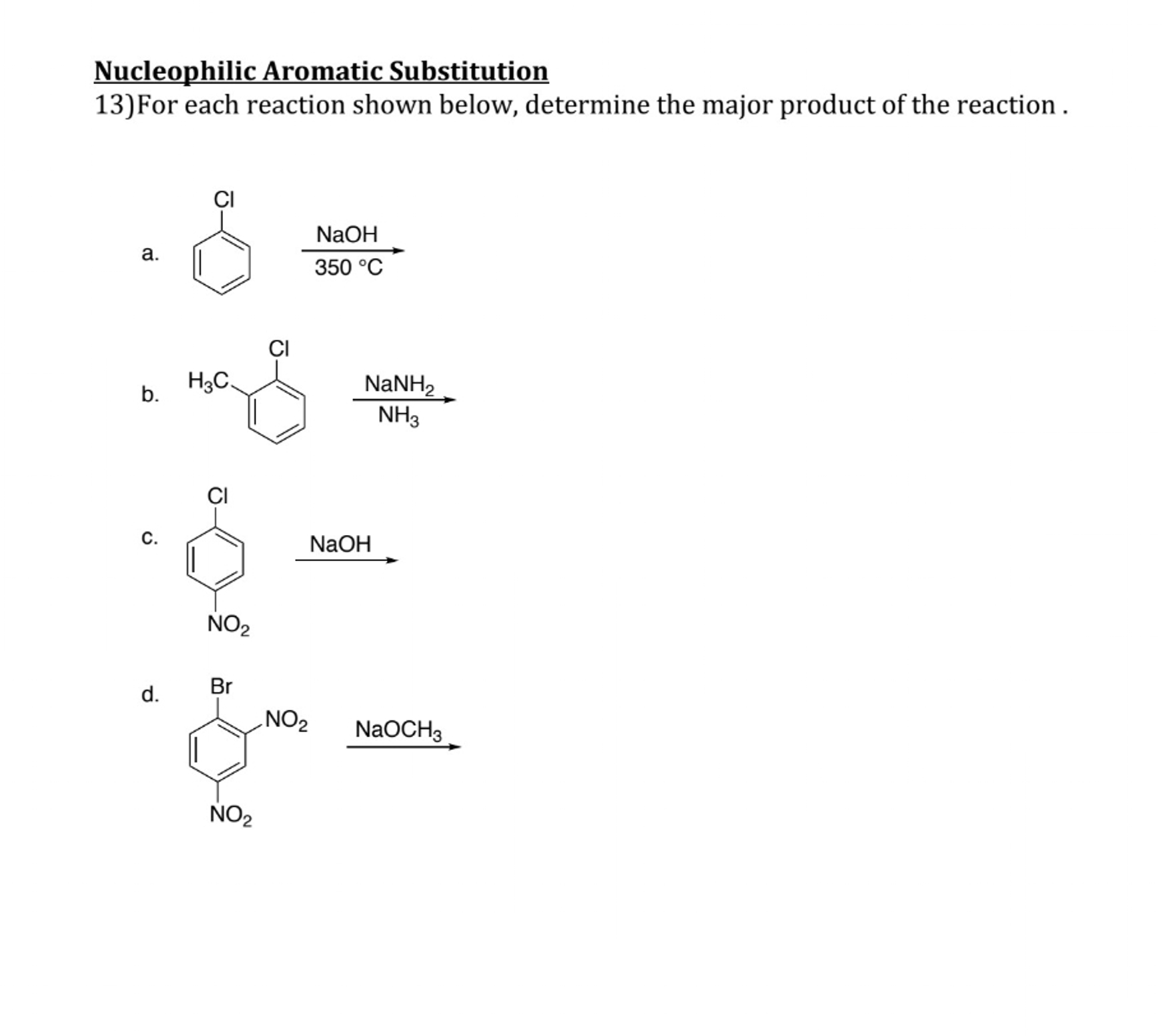 Solved Nucleophilic Aromatic SubstitutionFor each reaction | Chegg.com