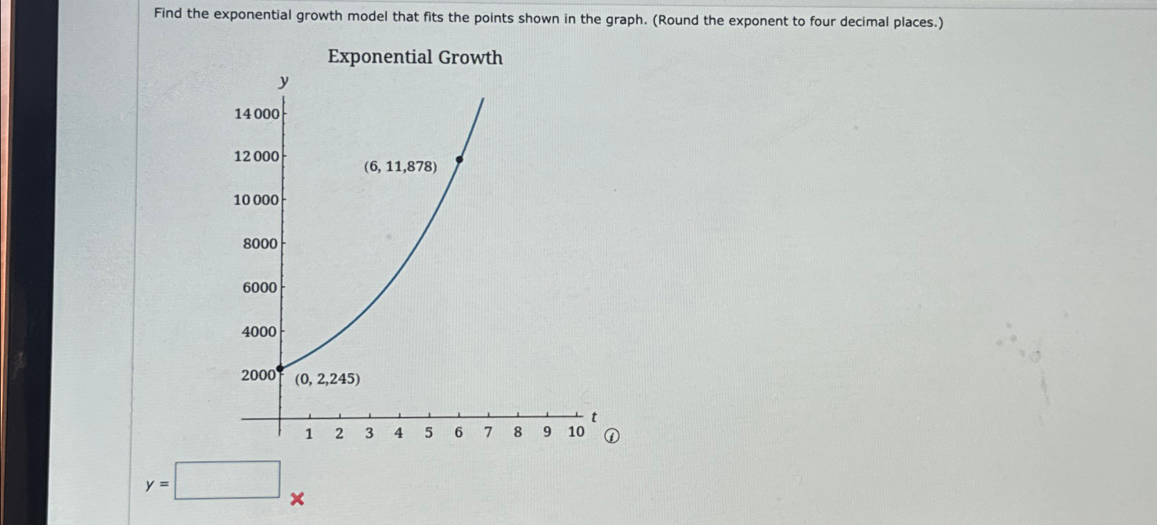 Solved Find the exponential growth model that fits the | Chegg.com