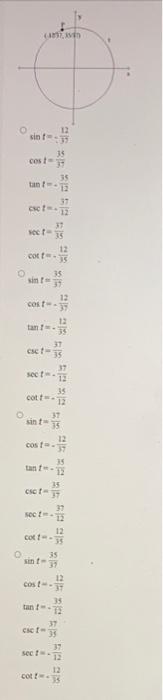 Solved the real number t corresponds to the point P on the | Chegg.com