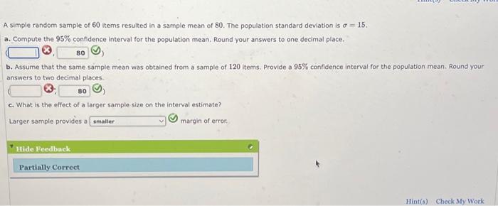 Solved A simple random sample of 60 items resulted in a | Chegg.com