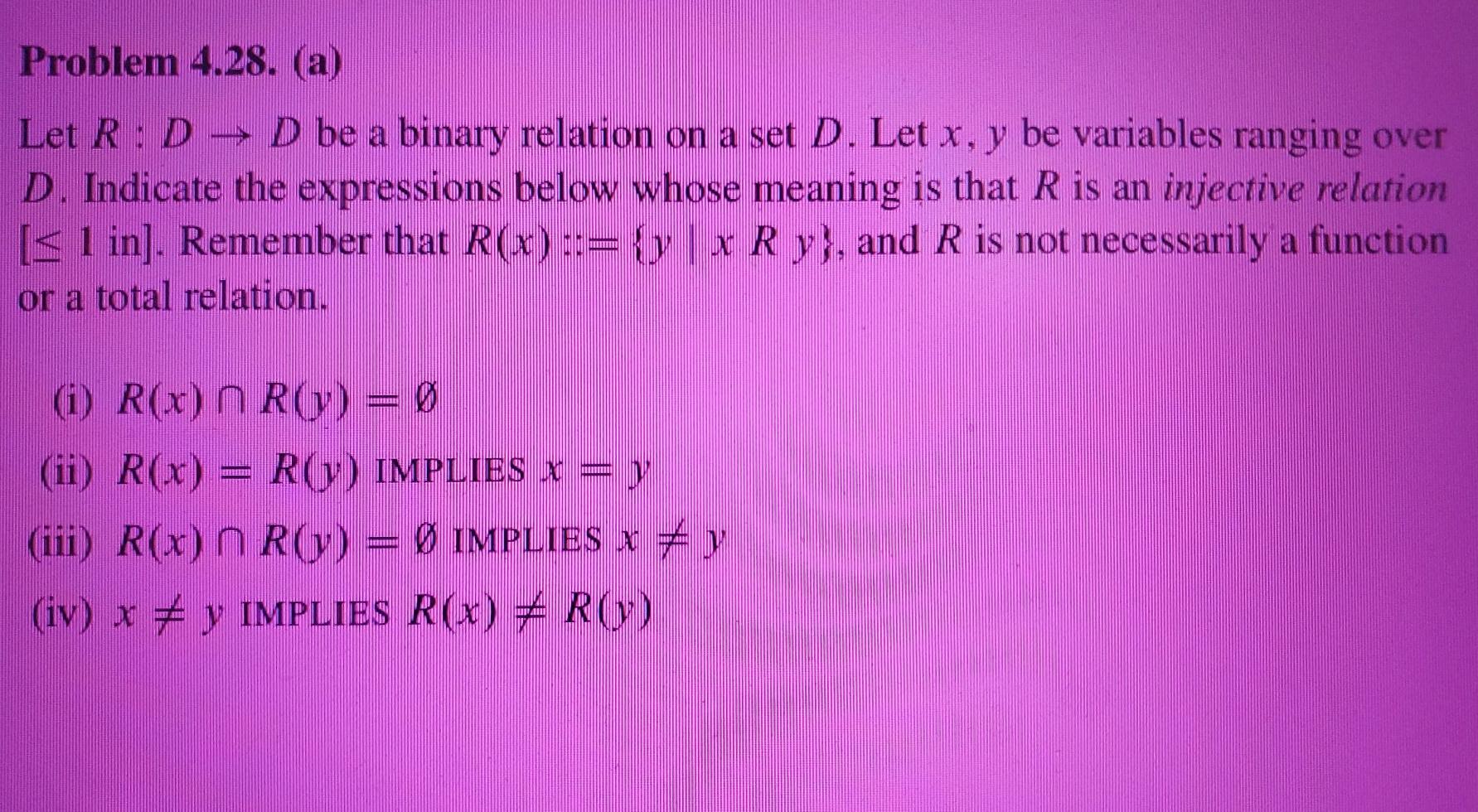 Solved Problem 428 A Let R D D Be A Binary Relation 