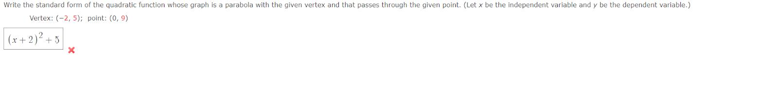 Solved Write the standard form of the quadratic function | Chegg.com