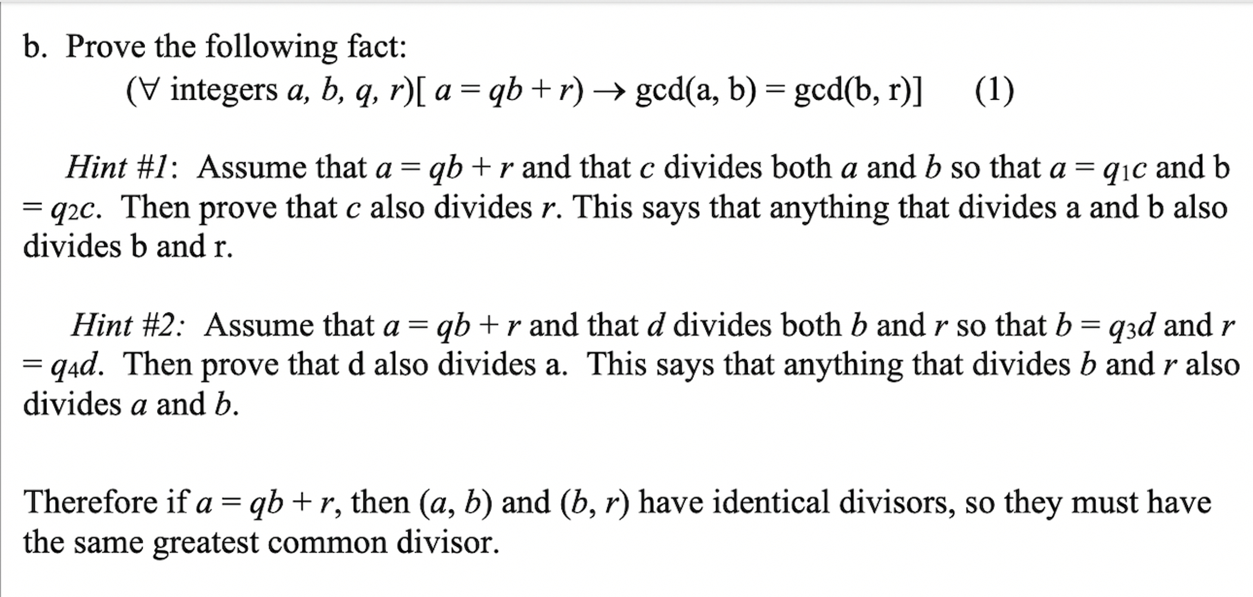 Solved b. ﻿Prove the following fact: | Chegg.com