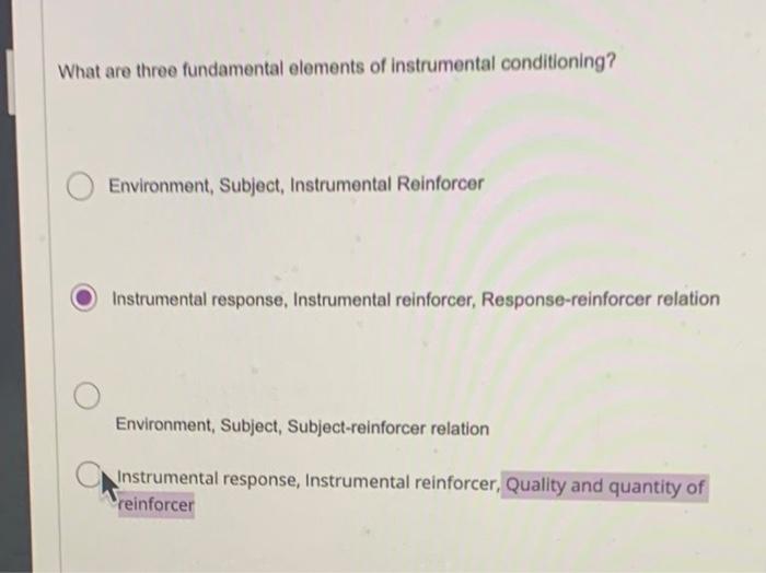 Solved What are three fundamental elements of instrumental | Chegg.com
