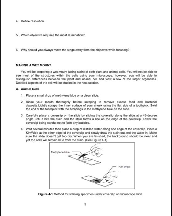 Solved USE OF THE MICROSCOPE 1. Before using your | Chegg.com