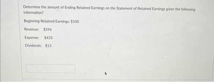 Solved Determine the amount of Ending Retained Earnings on | Chegg.com