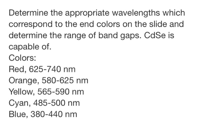 Solved Determine the appropriate wavelengths which | Chegg.com