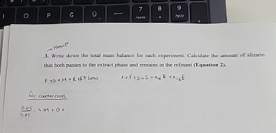 Solved Wrile down the total mass balance for each | Chegg.com