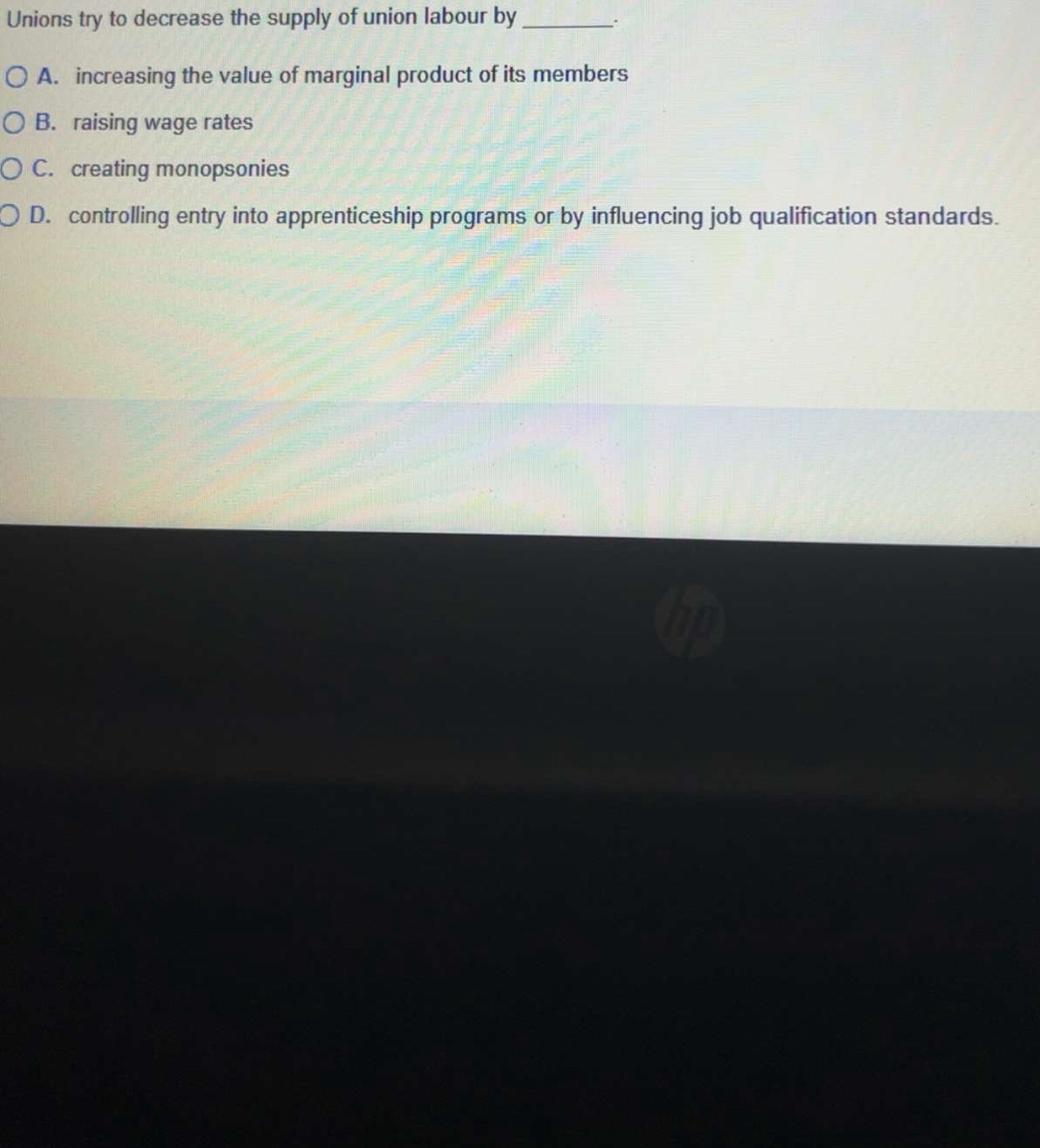 Solved Unions try to decrease the supply of union labour | Chegg.com