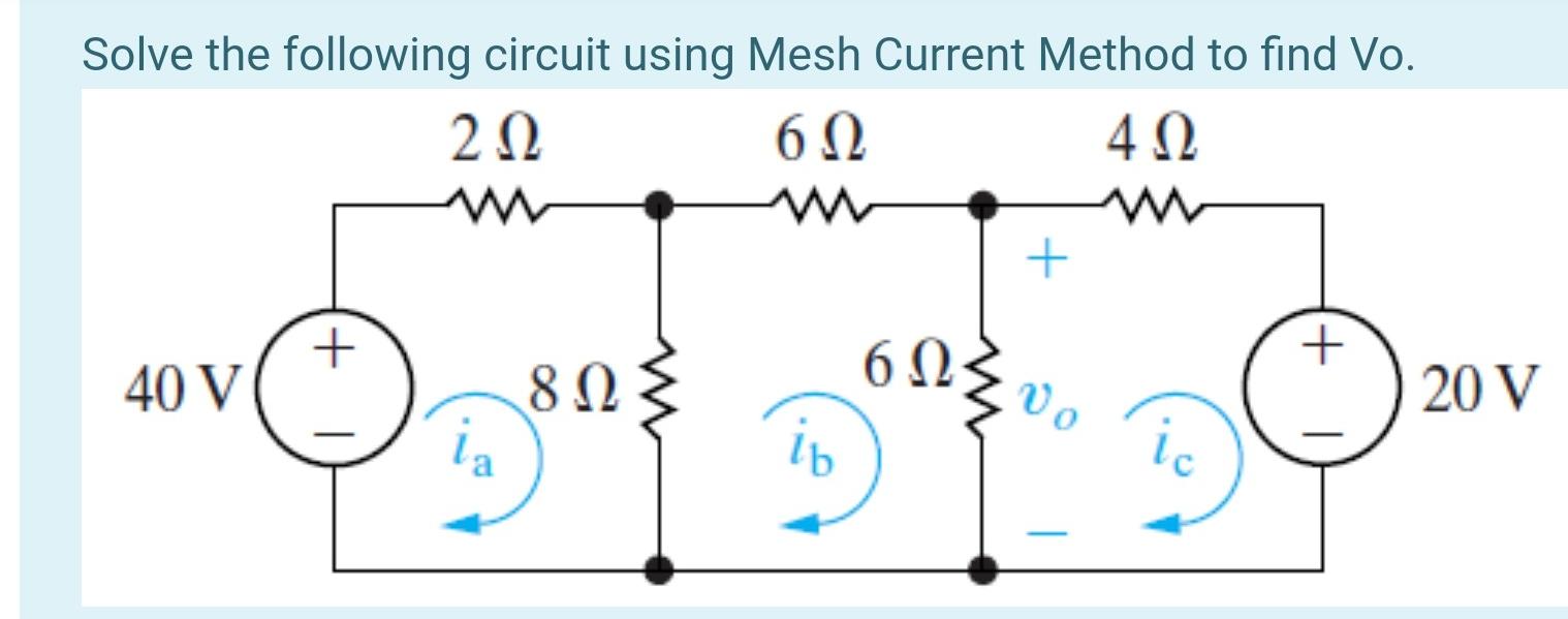 Solved Solve the following circuit using Mesh Current Method | Chegg.com