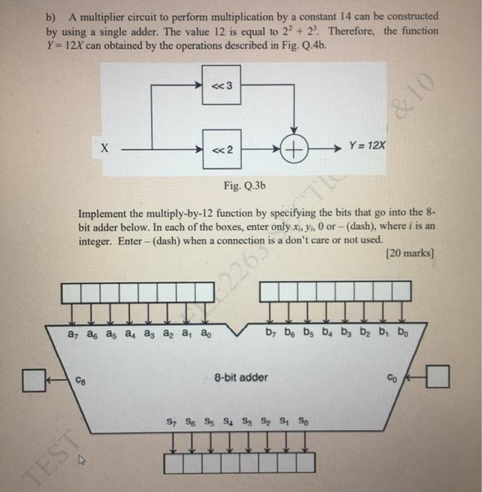 Solved b) A multiplier circuit to perform multiplication by | Chegg.com