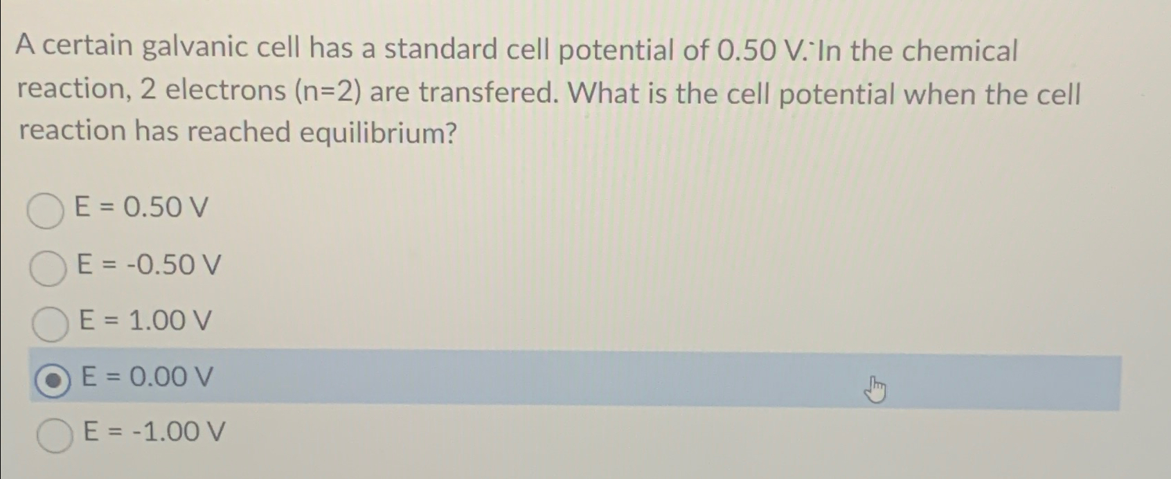 Solved A certain galvanic cell has a standard cell potential | Chegg.com