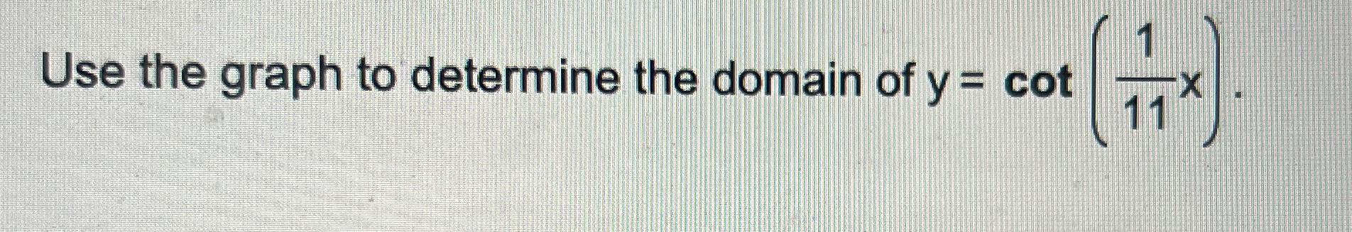 Solved Use the graph to determine the domain of y=cot(111x) | Chegg.com