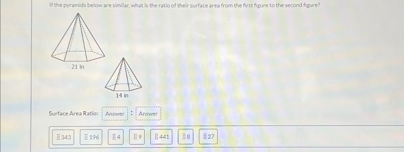Solved If the pyramids below are similar, what is the ratio | Chegg.com