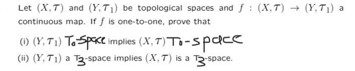 Solved Let (X,τ) and (Y,τ1) be topological spaces and | Chegg.com