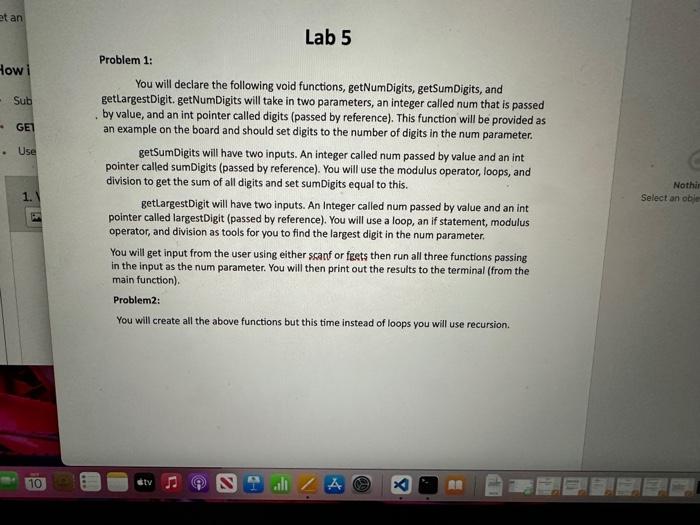 Solved Problem 1: You will declare the following void | Chegg.com